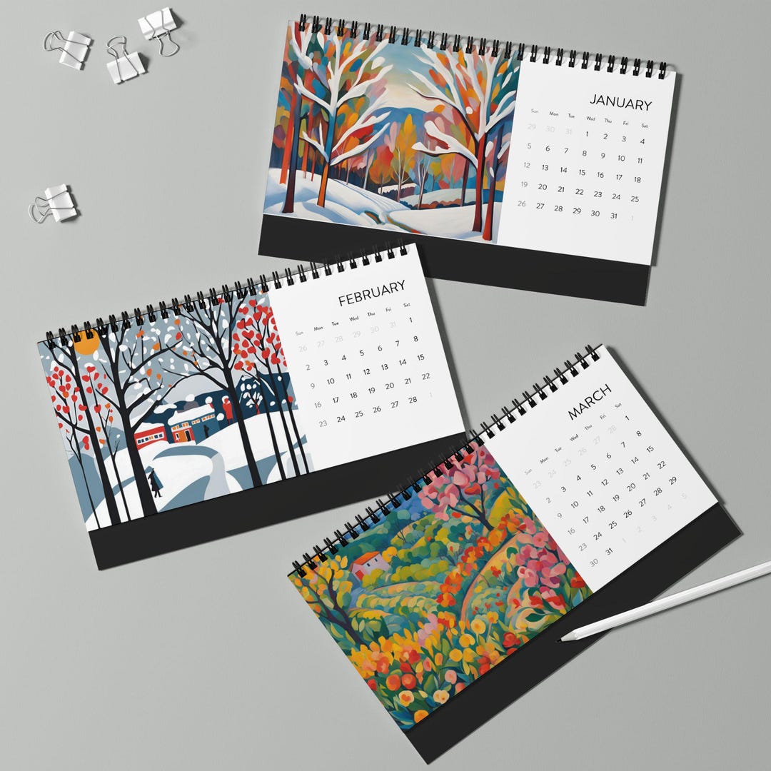 Desktop Calendar, Matisse Style 2025 Grid, Planner for Office, Home ...