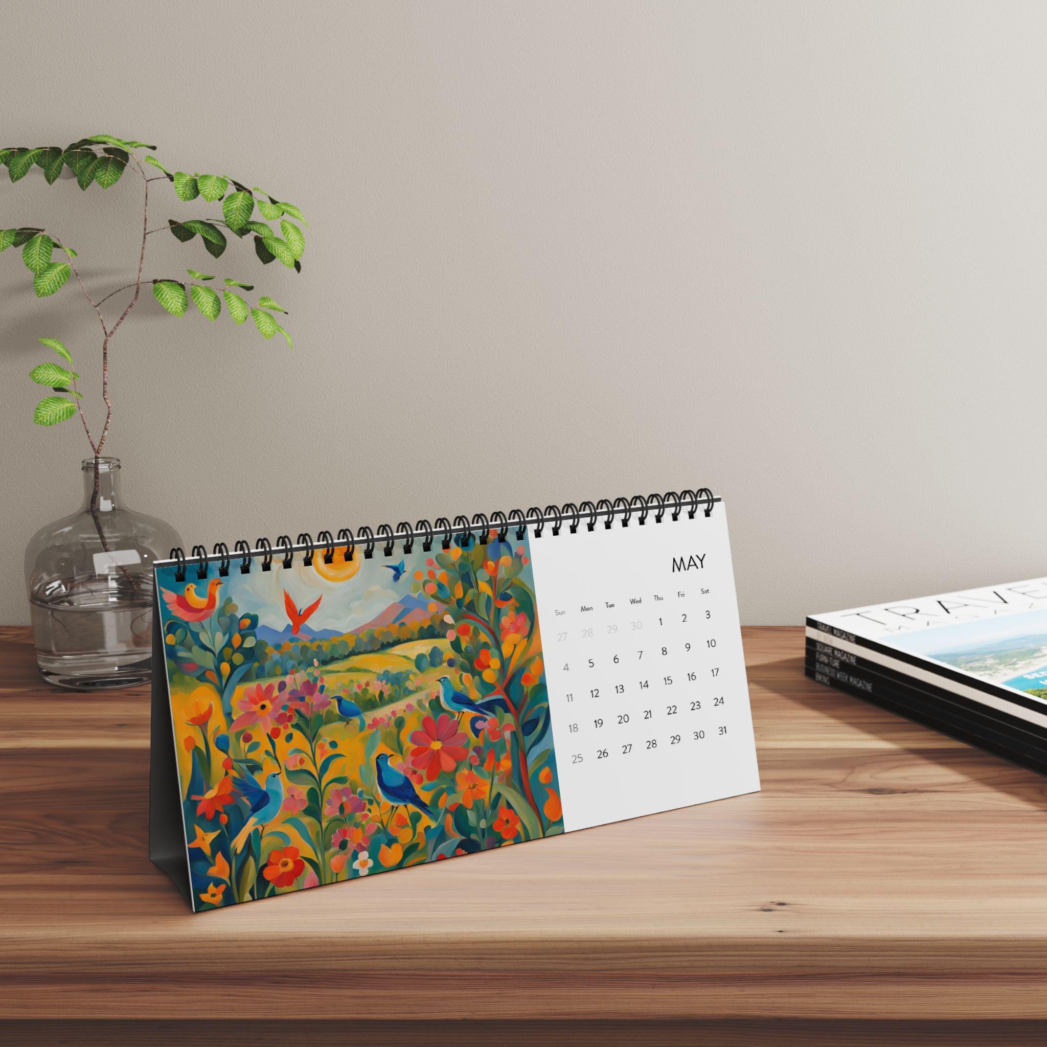 Desktop Calendar, Matisse Style 2025 Grid, Planner for Office, Home ...
