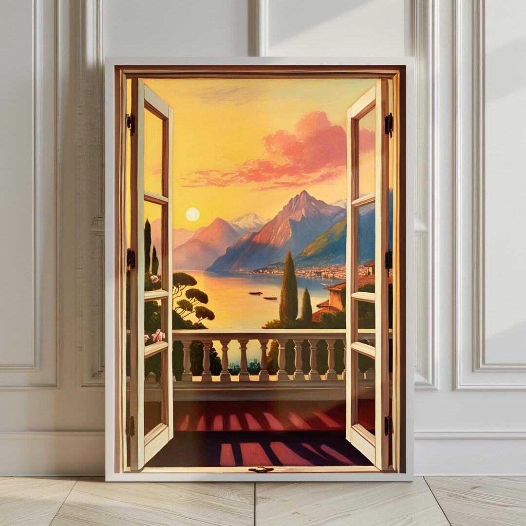 Printable Open Window Ocean View Wall Art, Open Balcony Wall Art, İtaly ...