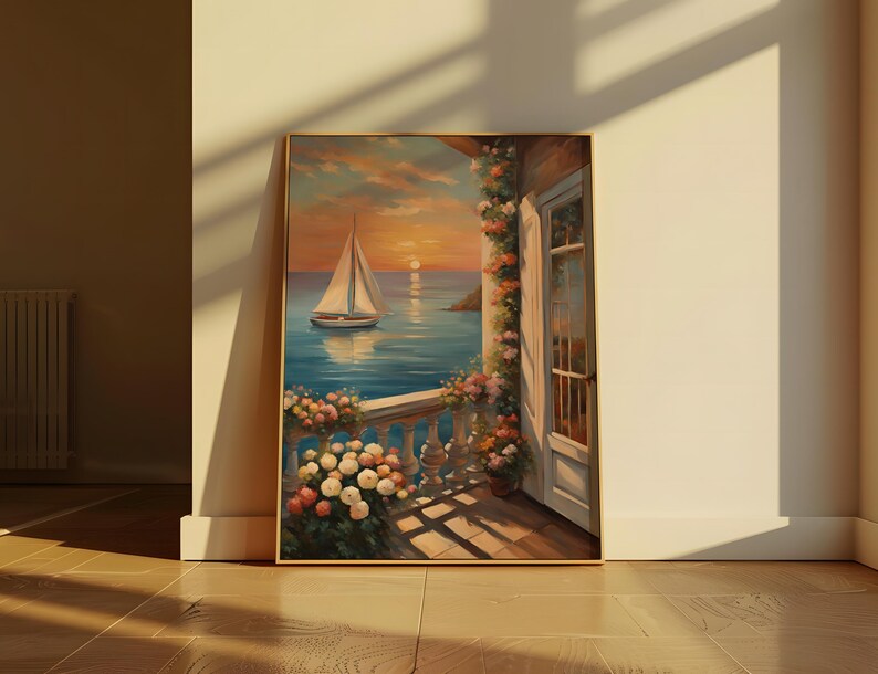 Mediterranean Coastal Balcony Ocean View Wall Art, Sea View, Sailing ...