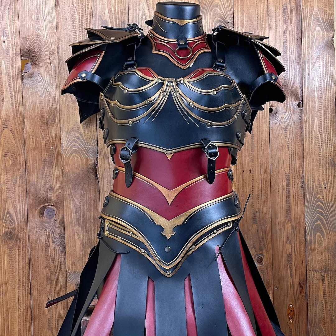 Handmade Lilith Vampire Leather Armor Set: Red & Gold Cosplay - Etsy