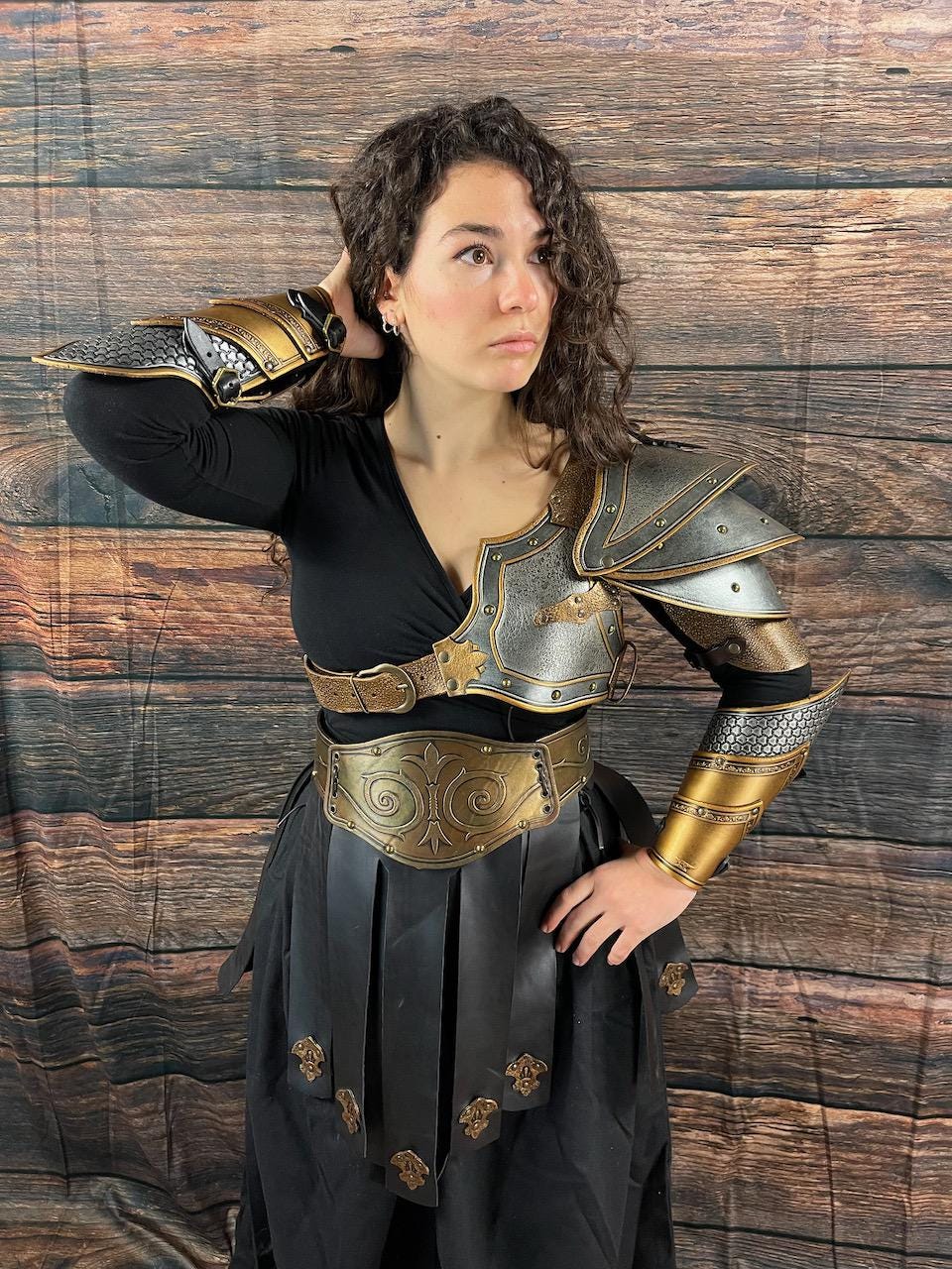 CASTALIA Leather Pauldron and Harness - Handcrafted Greek Style Armor ...