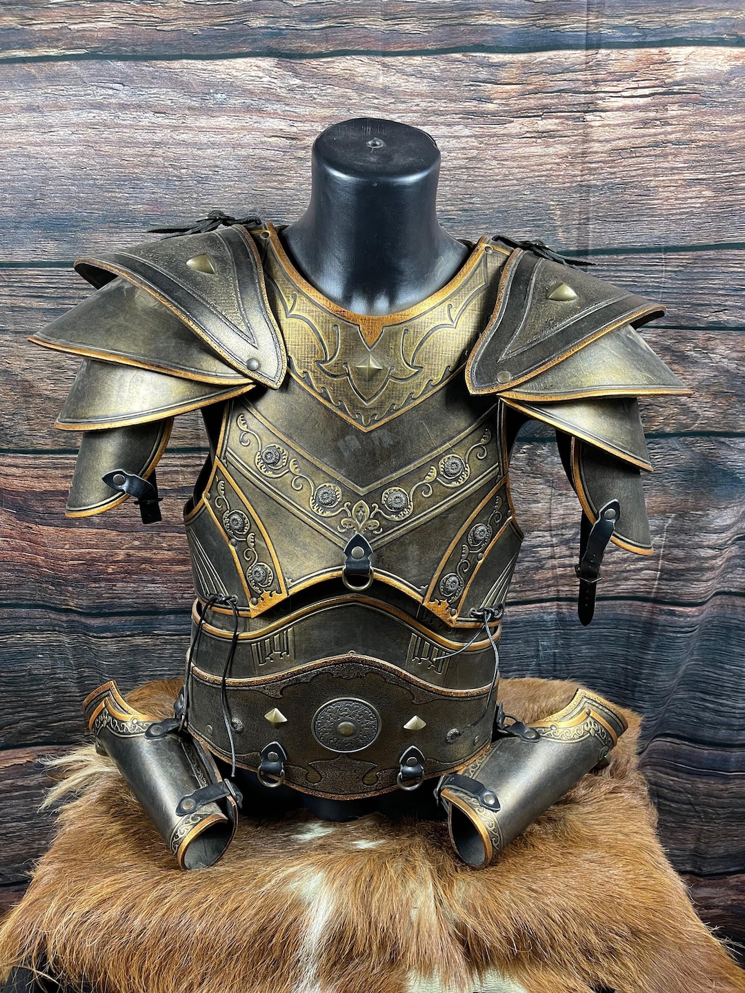 KAELEN BRASS Leather Armor Set - Perfect for Larp, Cosplay, Reenactment ...