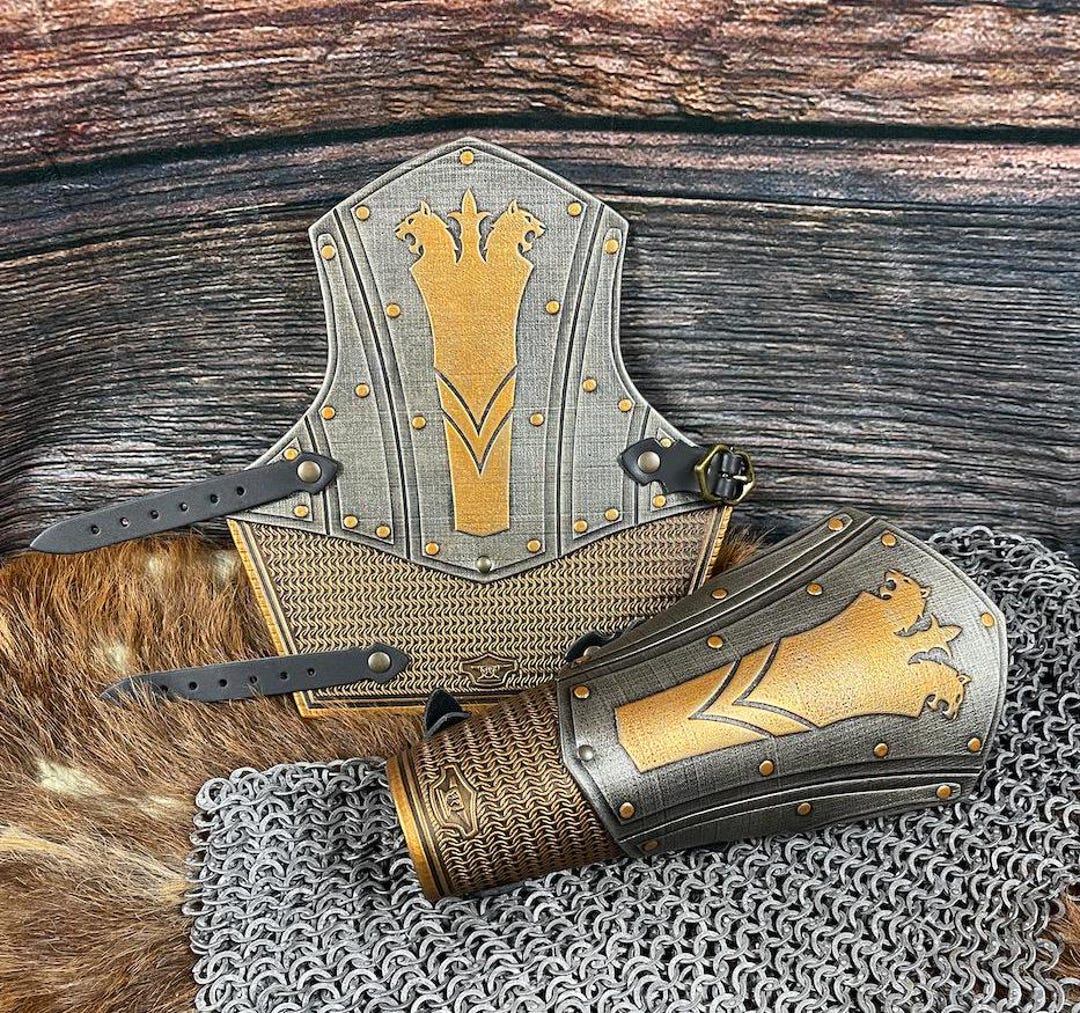 LIONS Leather Bracers With Chain Mail - Handmade - Perfect for LARP ...