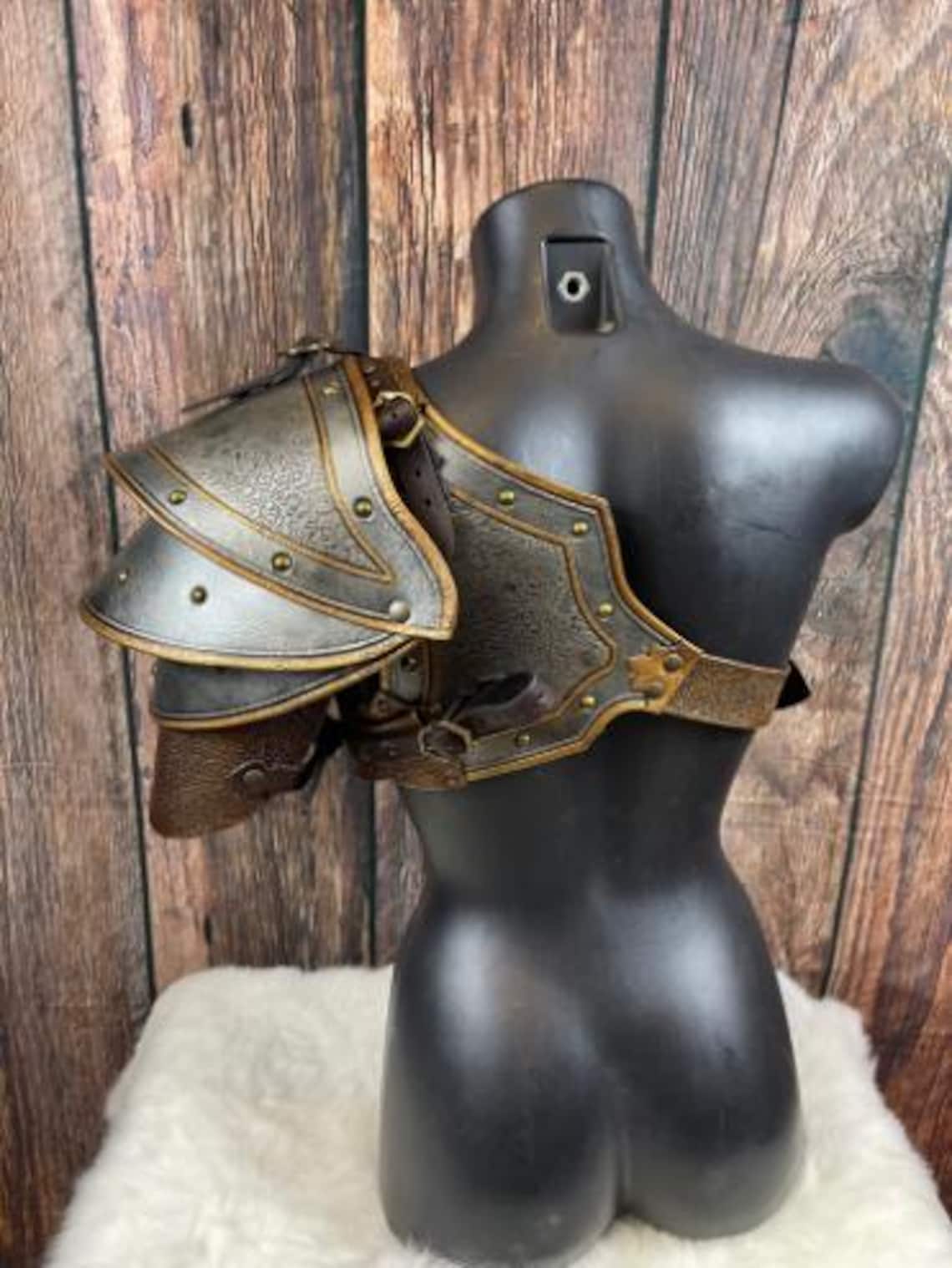 CASTALIA Leather Pauldron and Harness - Handcrafted Greek Style Armor ...