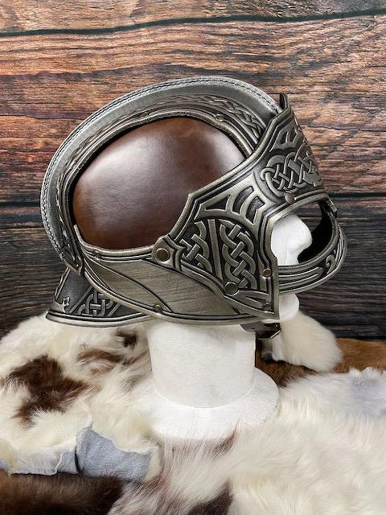 Viking Leather Helmet With Glasses- for Larp, Cosplay, Vikings, Renfair ...