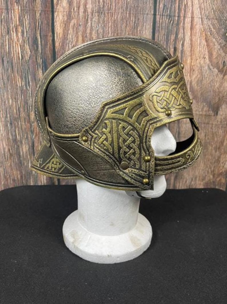 Handcrafted Leather Viking Helmet: Bronze Finish, Larp Cosplay - Etsy