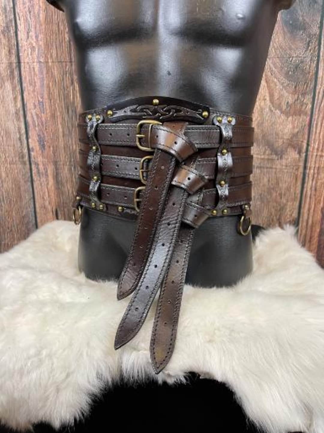Leather Viking Triple Belt - Handcrafted - LARP, Cosplay, Cinema ...