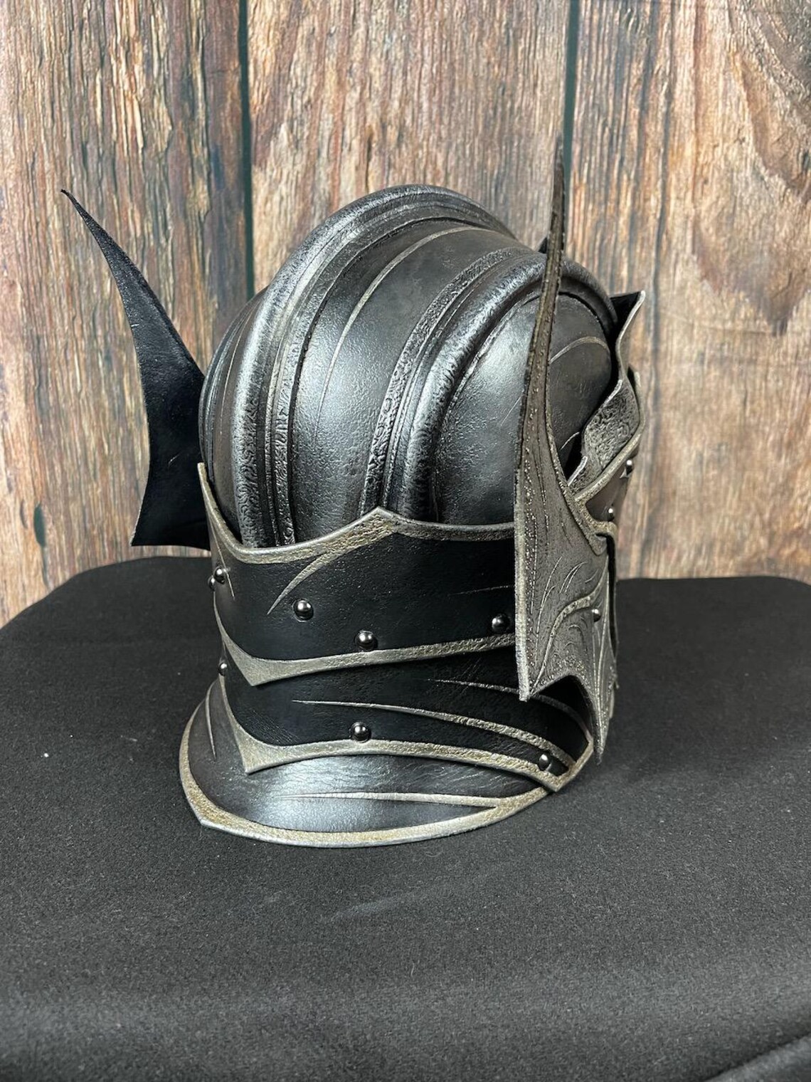 Handcrafted Vampire Leather Helmet: Winged LARP Cosplay Renfair Armor ...