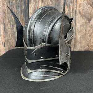 Handcrafted Vampire Leather Helmet: Winged LARP Cosplay Renfair Armor ...