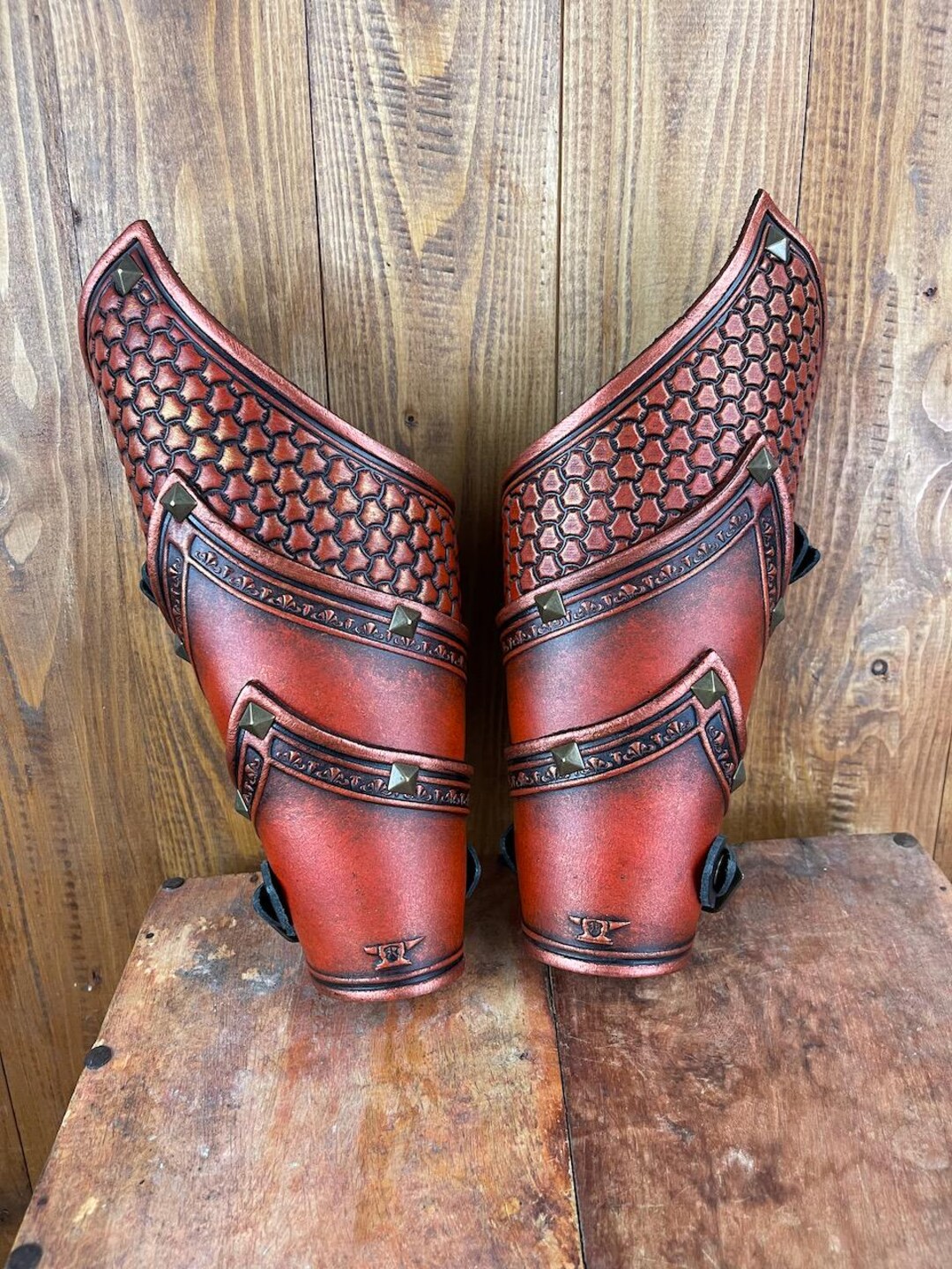 ALISTAIR Leather Braces Vampire Red - Handmade - Perfect for LARP ...