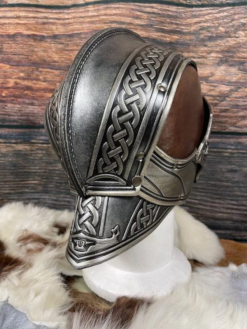 Viking Leather Helmet With Glasses- for Larp, Cosplay, Vikings, Renfair ...