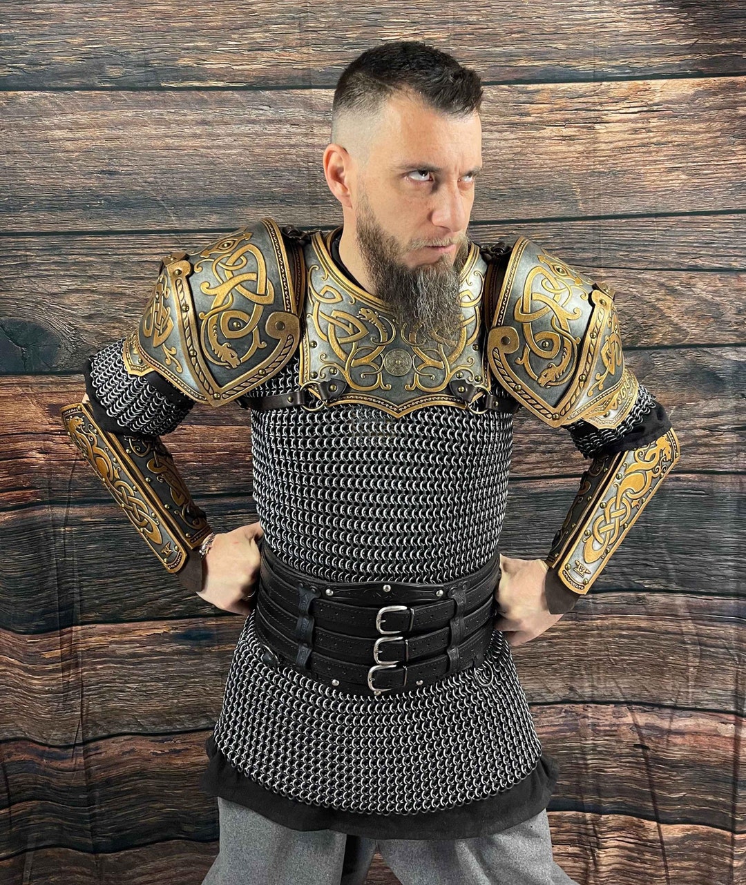 Ragnarok Steel and Gold Armor Set - Handcrafted - LARP, Cosplay, Cinema ...