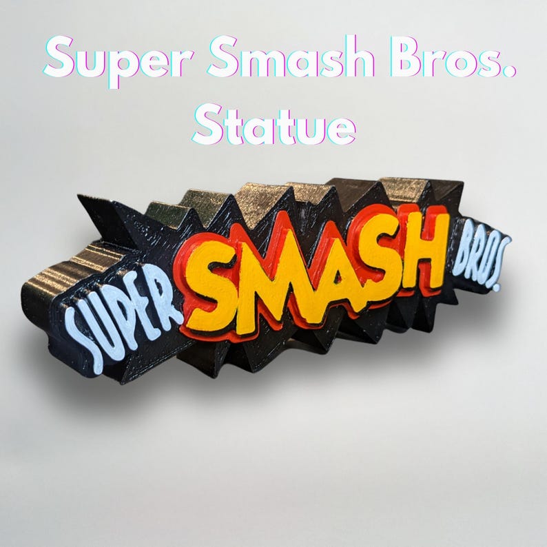 Super Smash Bros. Logo Statue X2 3D Printed Gamer Decor, Collectible ...