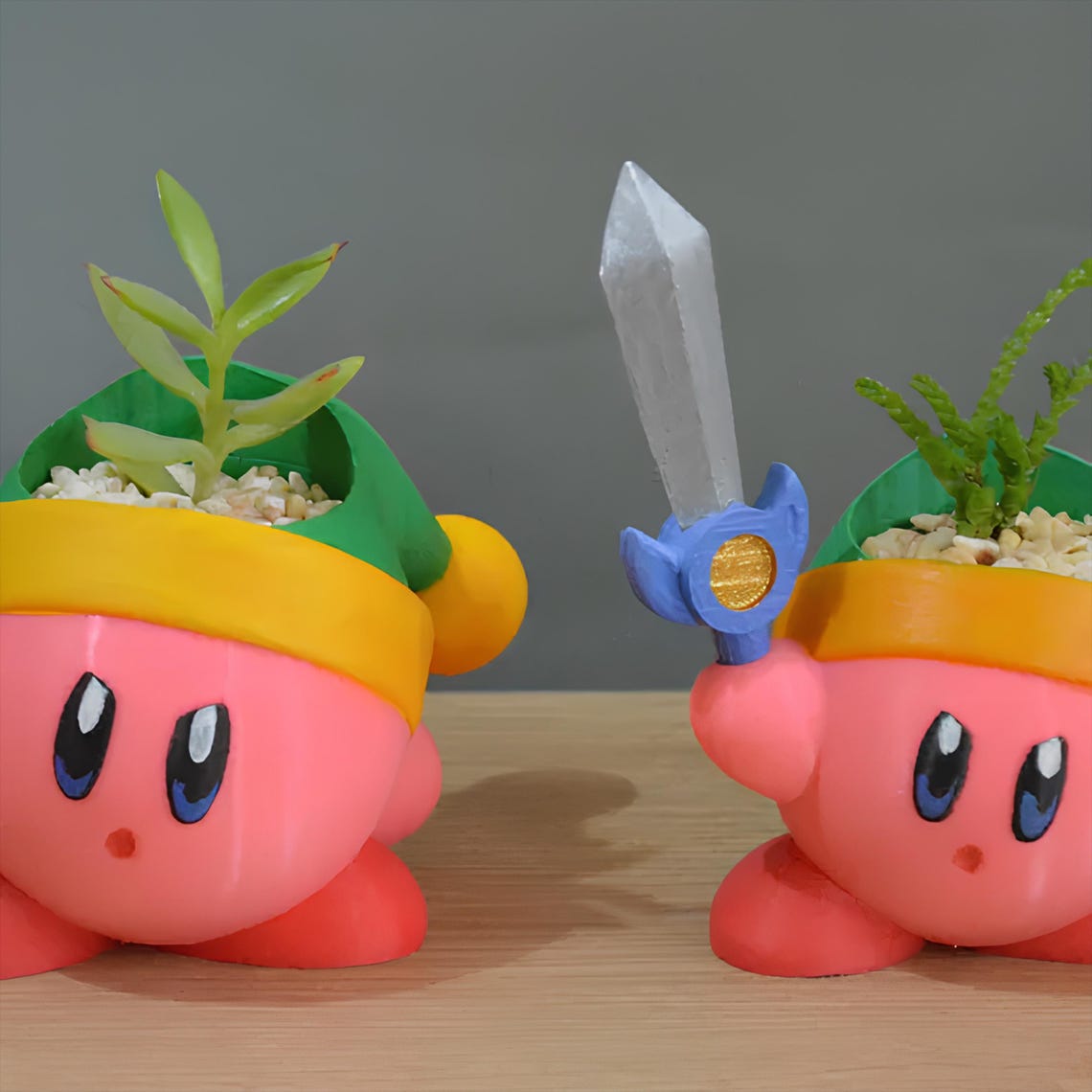 3D Printed Kirby Plant Pot X2 Adorable Succulent Planter, Unique Home ...