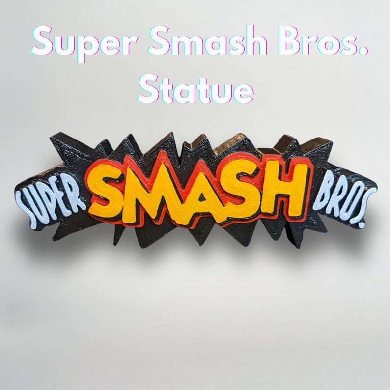 Super Smash Bros. Logo Statue X2 3D Printed Gamer Decor, Collectible ...