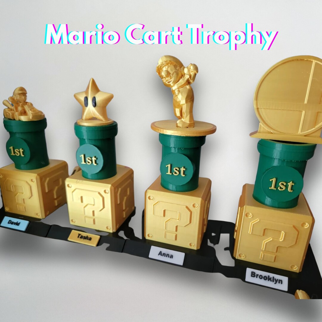 3D Printed Mario Kart Trophy Customizable Nameplate, Super Smash Bros ...