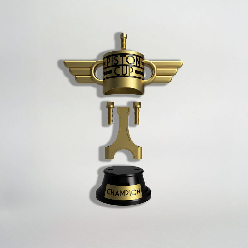 3D Printed Piston Cup Trophy Fun Racing Award Design for Home Decor ...
