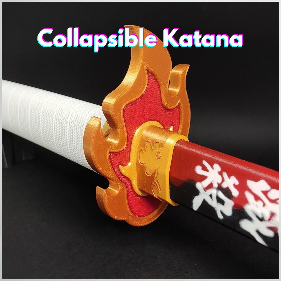 Collapsible Flame-themed Katana 3D Printed Cosplay Sword, High-quality ...