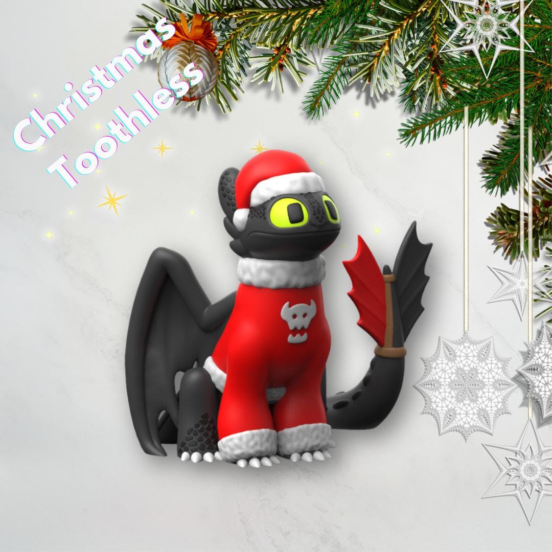 3D Printed Toothless Christmas Ornament How to Train Your Dragon ...