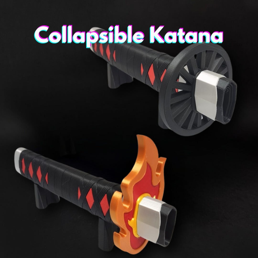 Collapsible Black-themed Katana 3D Printed Sword Prop, High-quality ...