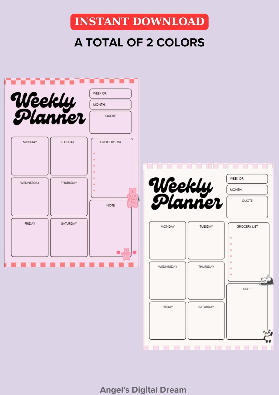 Printable Weekly Planner , Vertical Minimalist Weekly Schedule, Weekly ...