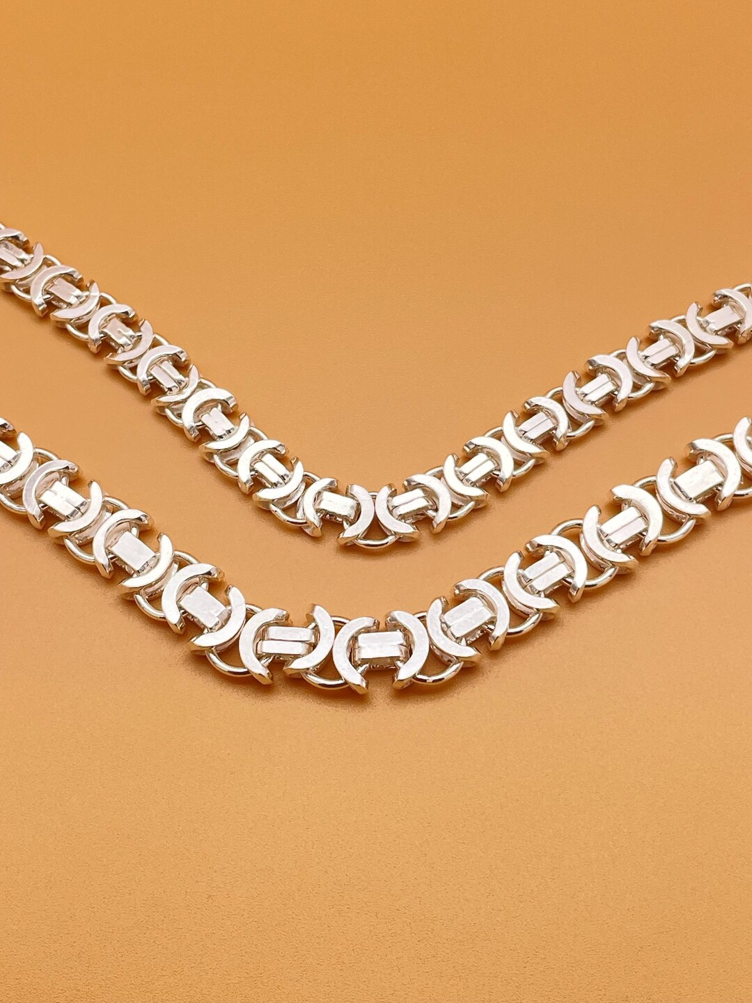 Flat Euro Byzantine Chain Necklace, Bali Byzantine Chain, Thick Euro ...