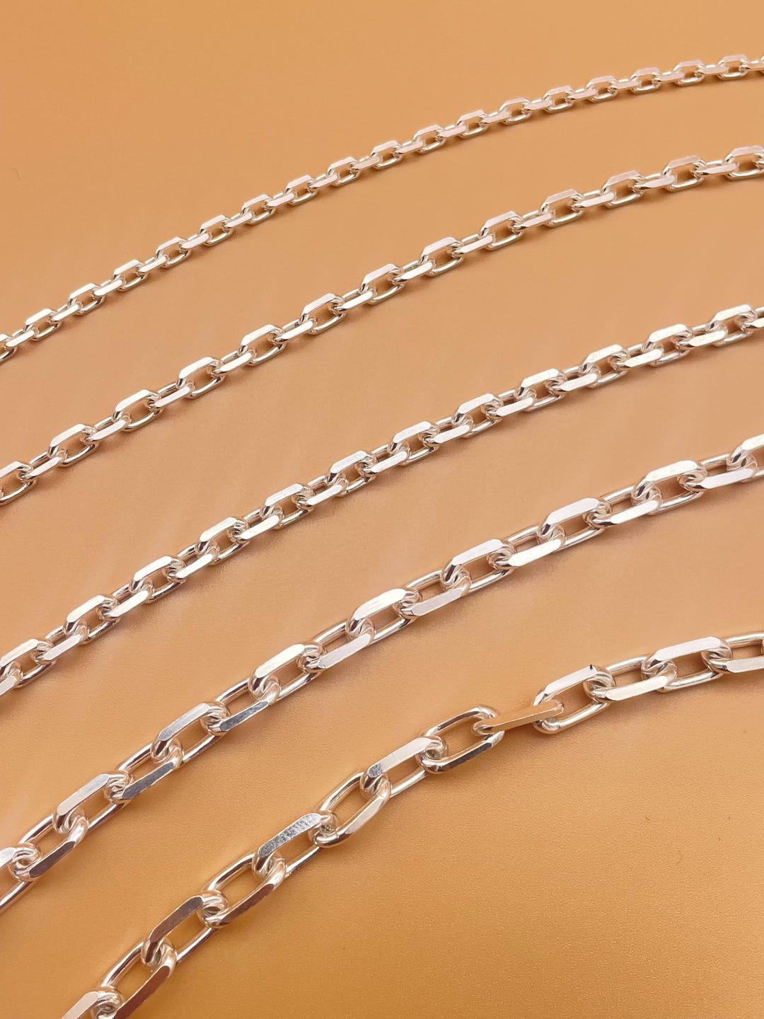 925 Sterling Silver Anchor Chain Necklace, Cable Link Chain Necklace ...