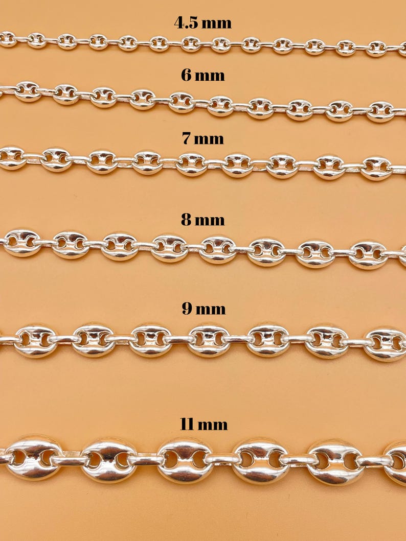 925 Sterling Silver Puffed Mariner Chain Necklace, Anchor Mariner Link ...