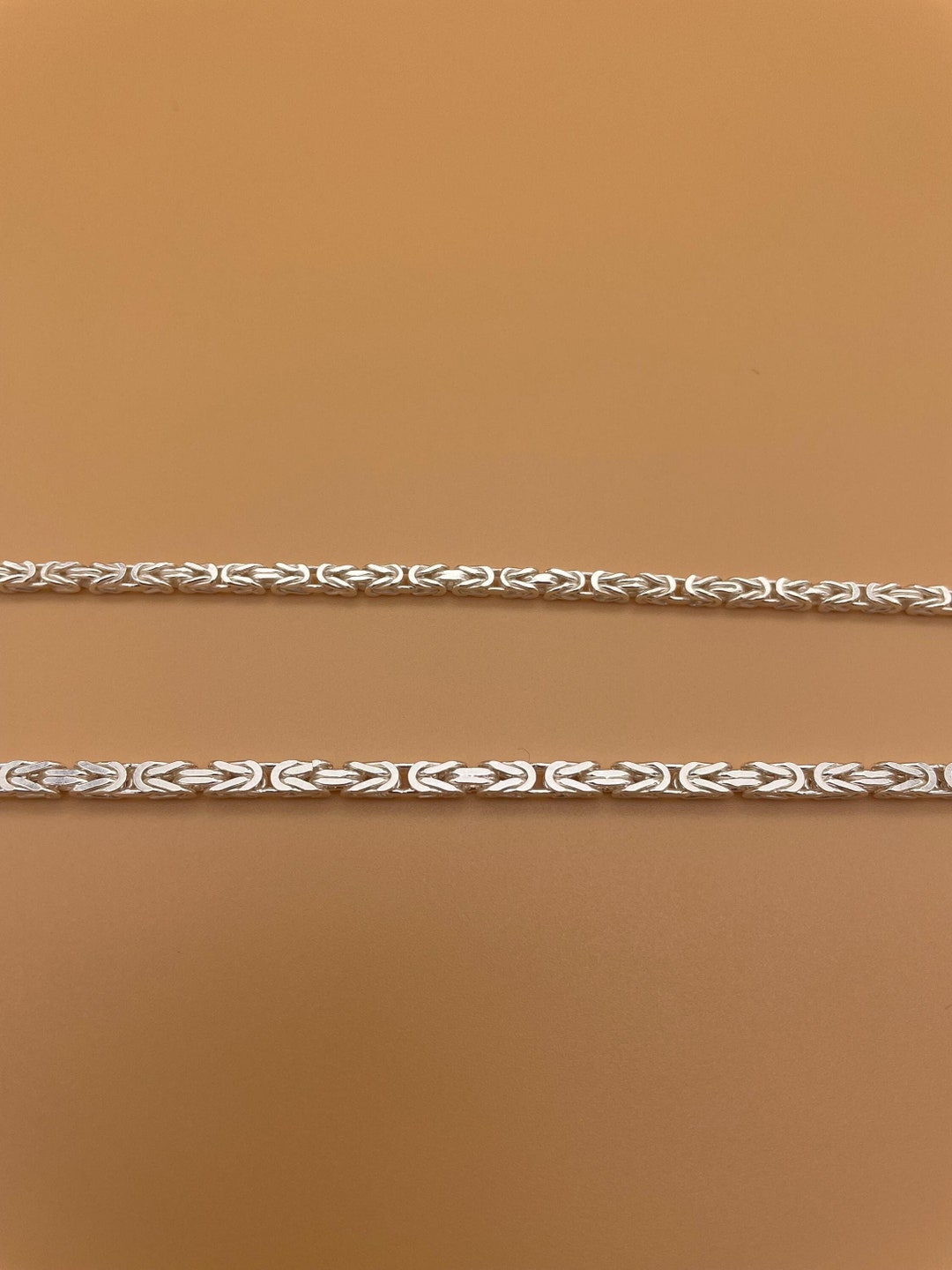 White Square Byzantine Chain Necklace, 925 Sterling Silver Bali Chain ...