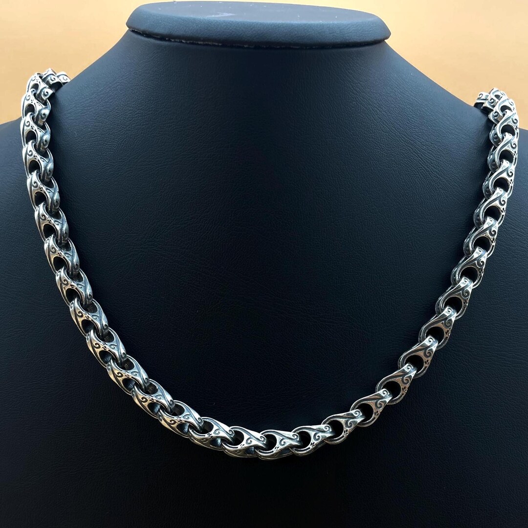 925 Sterling Silver Gothic Chain, Handmade Luxury Necklace, Gift for ...