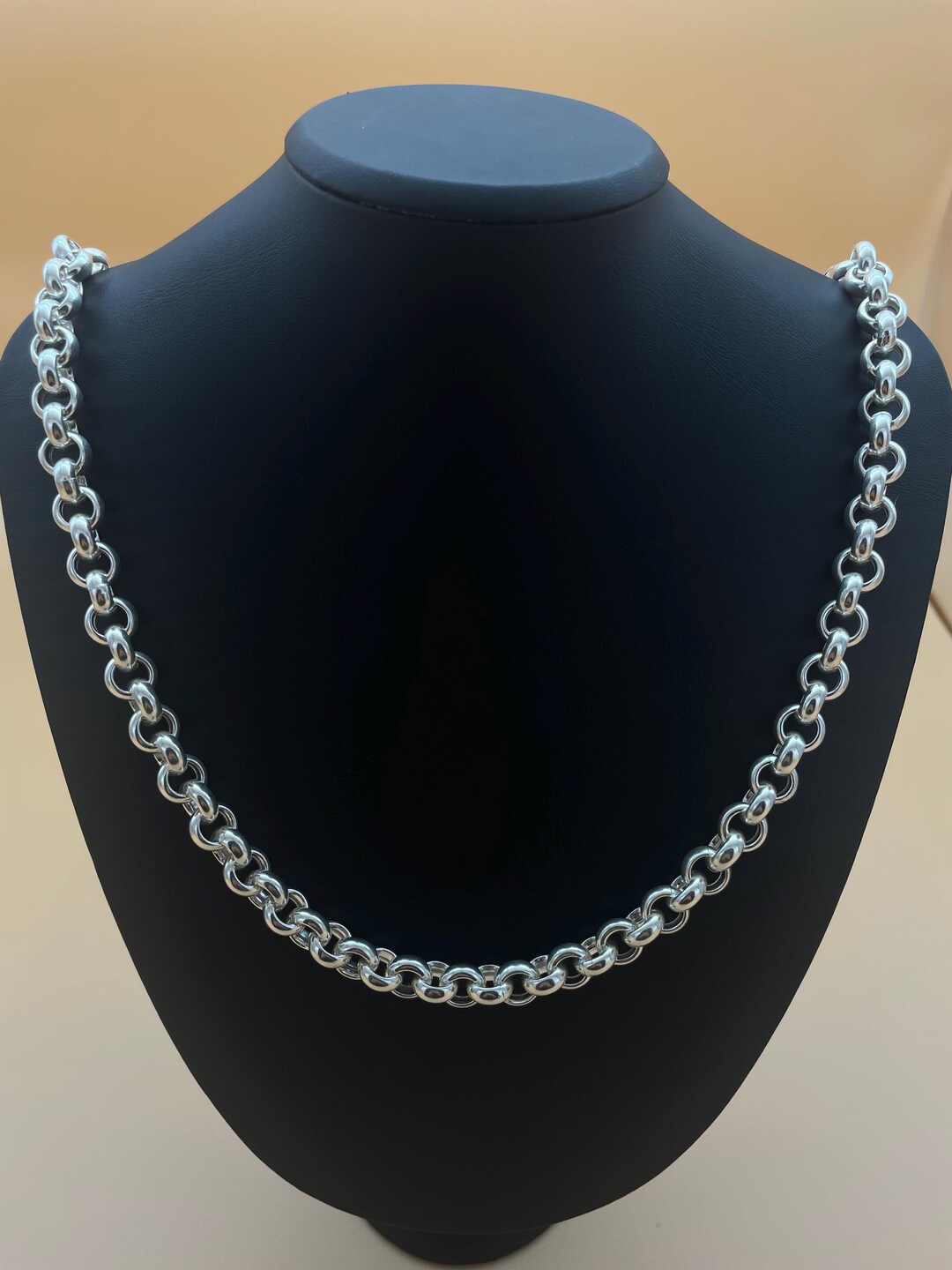 925 Sterling Silver Rolo Round Link Chain Necklace, Italian Handmade ...