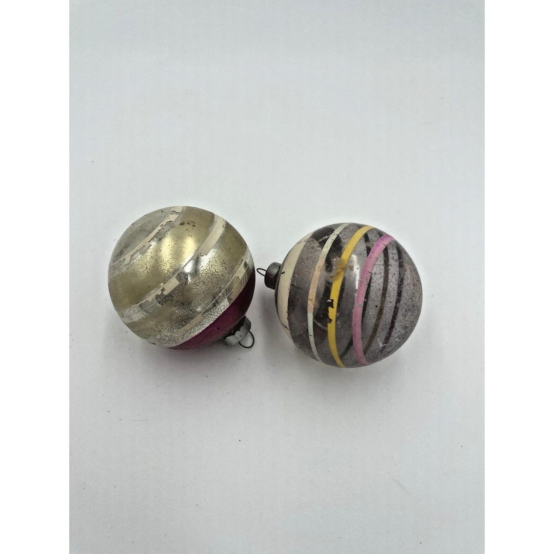 Two Vintage Shiny Brite Striped Glass Christmas Ornaments 2.75" - Etsy