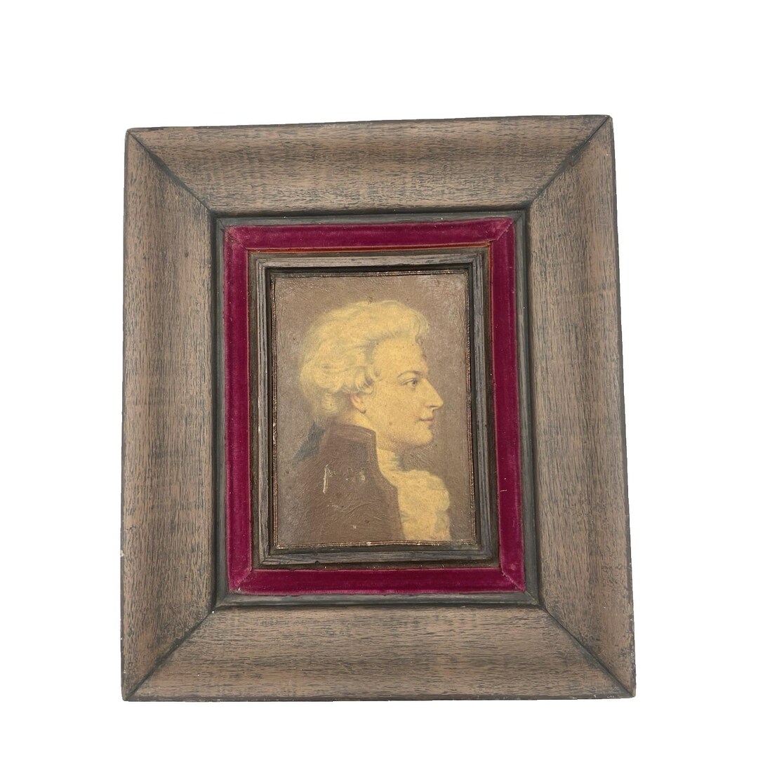 Vintage Wolfgang Amadeus Mozart Portrait Framed 12x14" Velvet Border ...