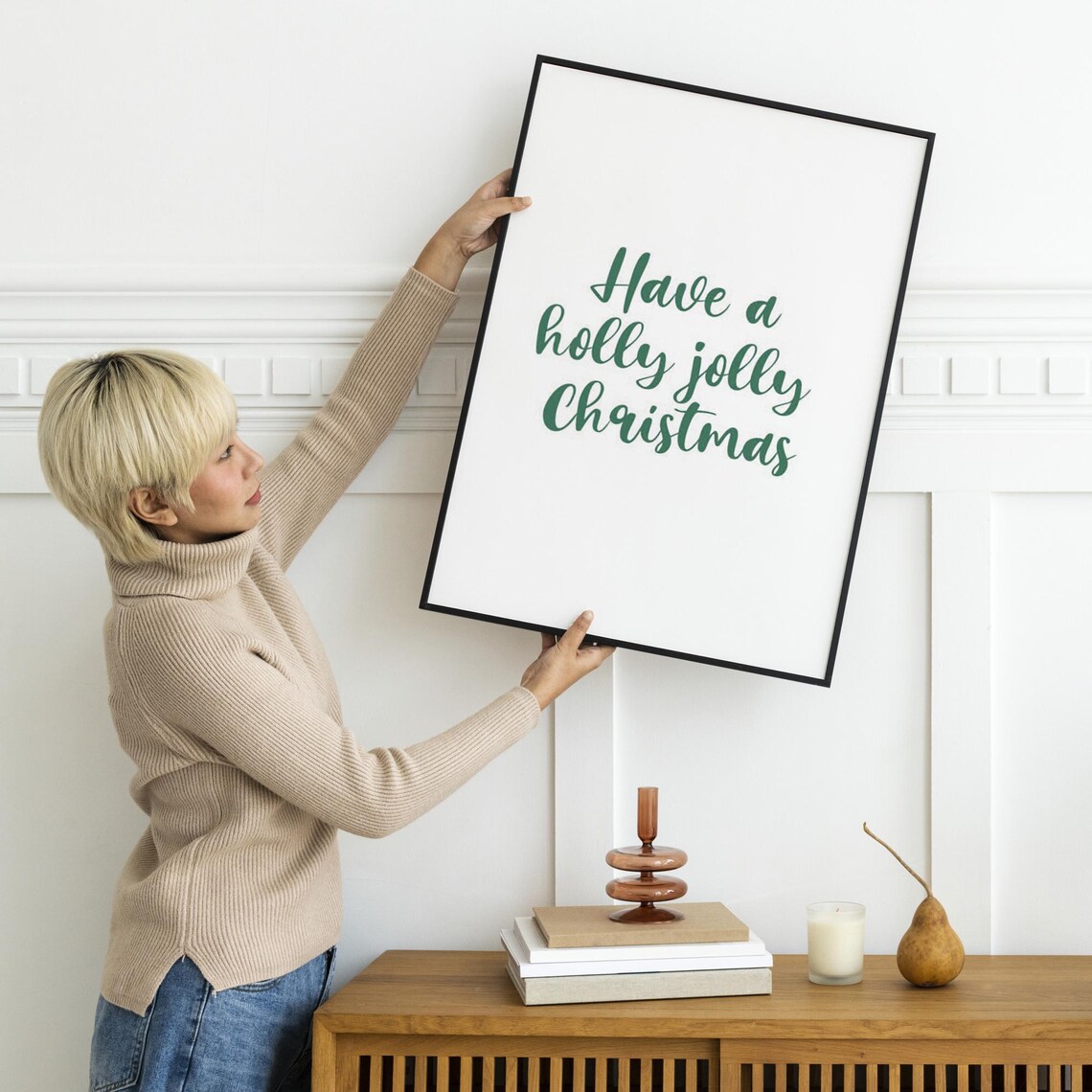 Holly Jolly Christmas Wall Art, Christmas Sentence Print, Holiday ...