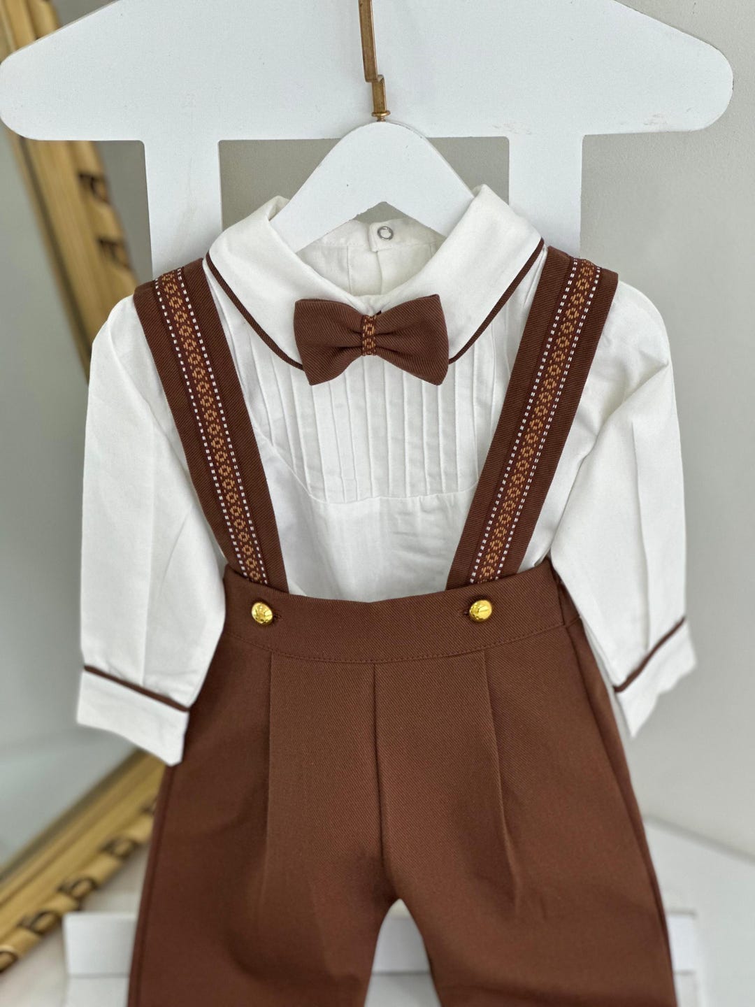 Brown Baby Suit: 5-piece Set, Christening Outfit - Etsy