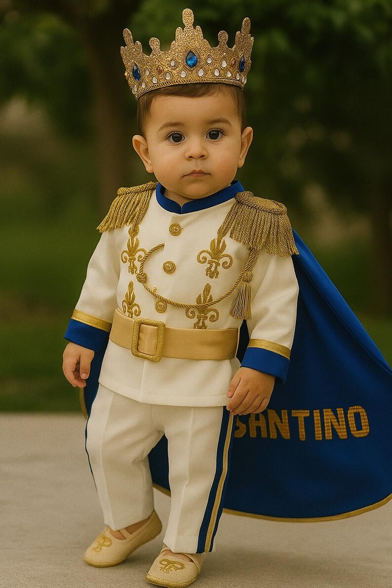Baby Prince Costume: White Gold,first Birthday Outfit Boy,personalized ...
