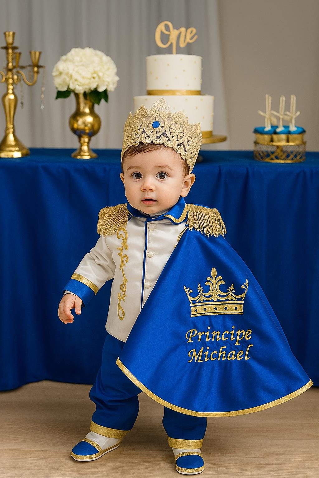 Royal Blue Prince Costume Set: Personalized Cape, Crown, Baby Party ...