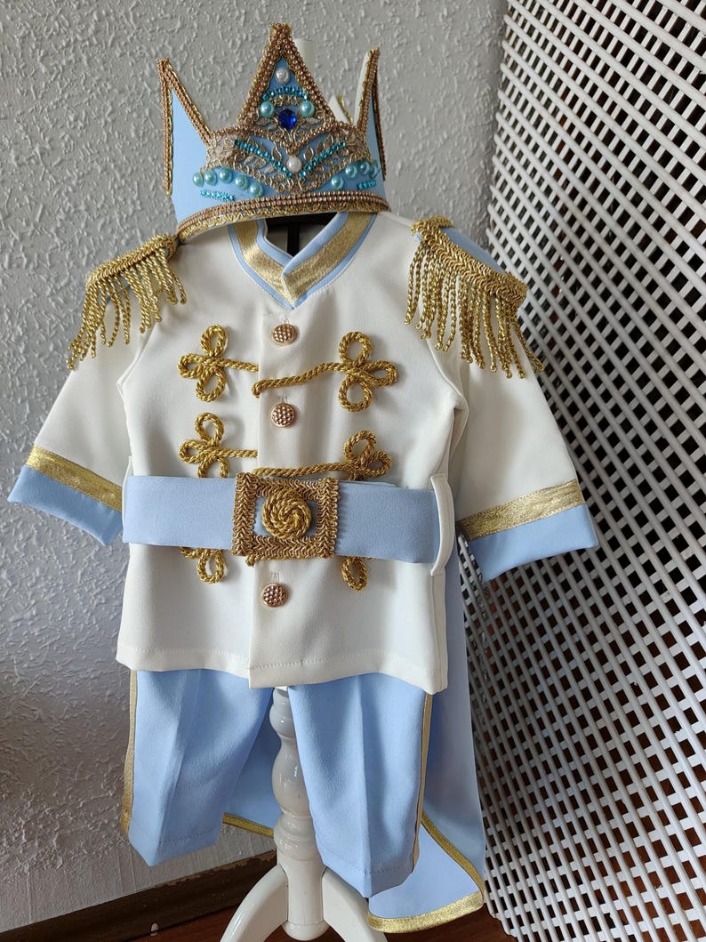 1st Birthday Boy Outfit Blue Gold Prince Costume ,12 Months Baby Party ...