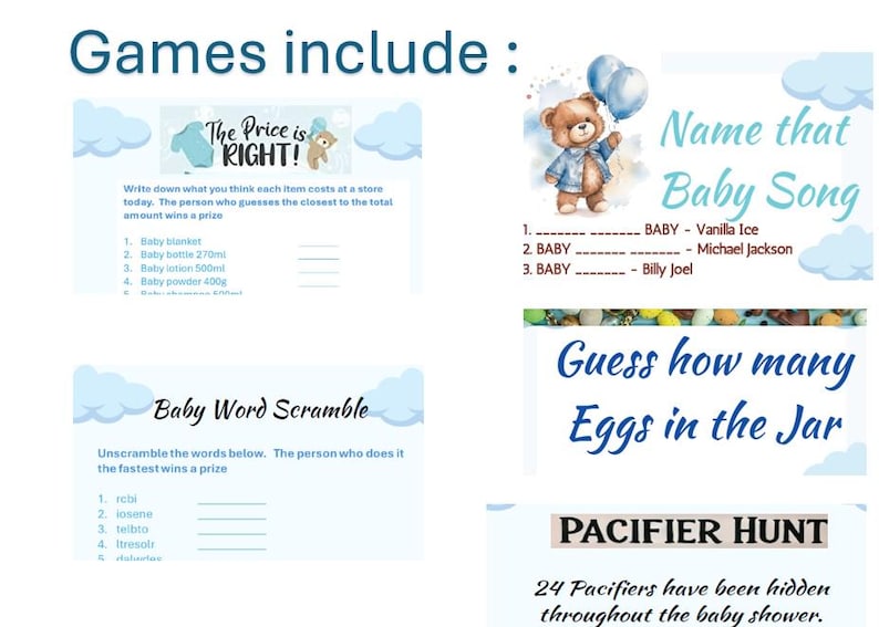 Teddy Bear Baby Shower Bundle: Decor & Games - Etsy