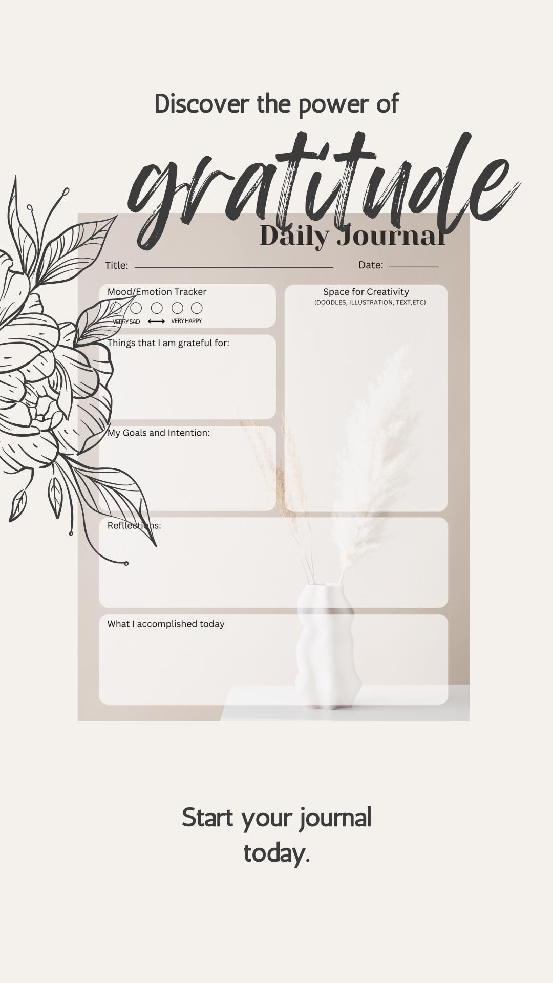 Printable Mindfulness Journal for Daily Reflection Instant Digital ...
