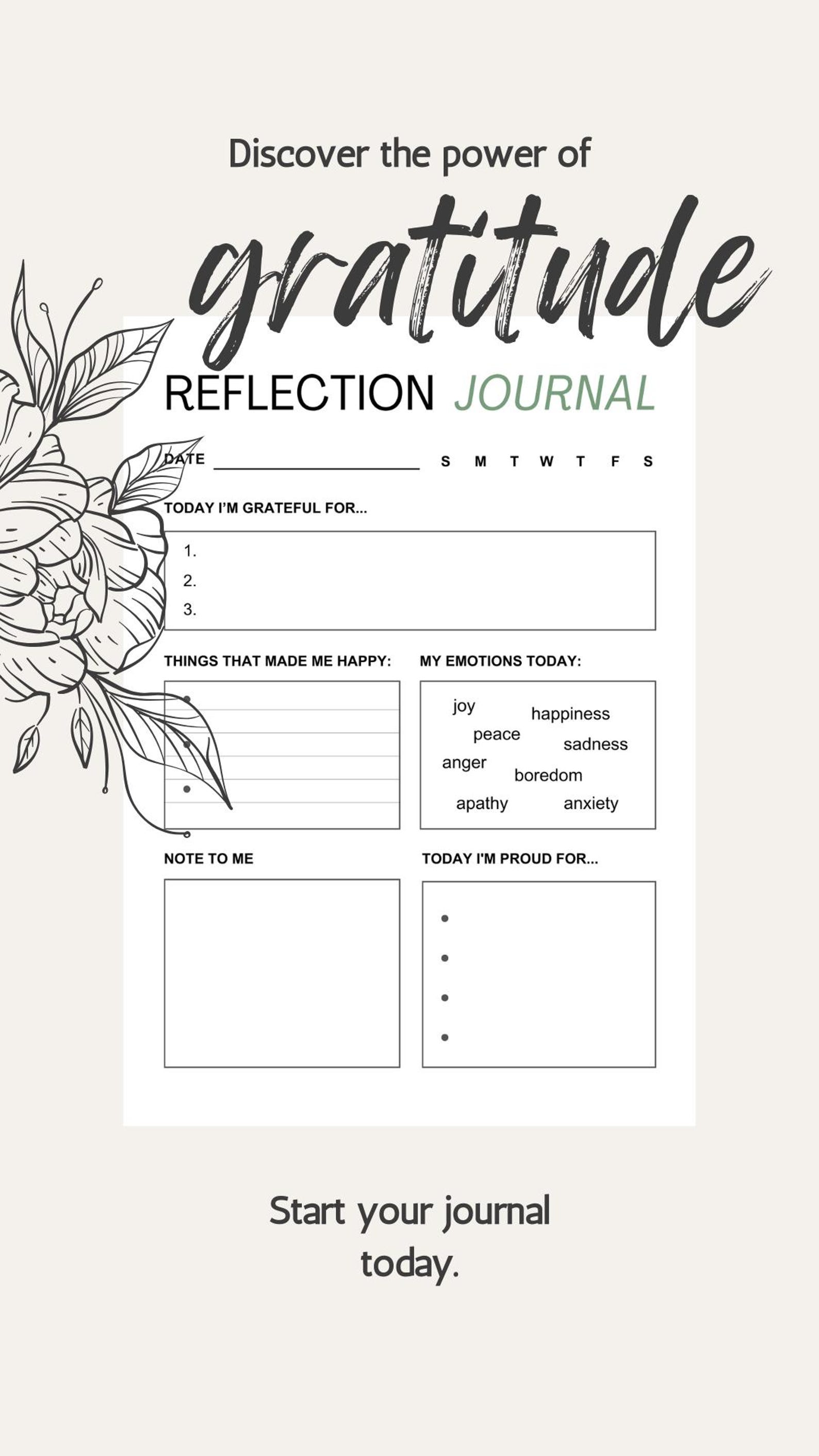 Printable Mindfulness Journal for Daily Reflection – Instant Digital ...