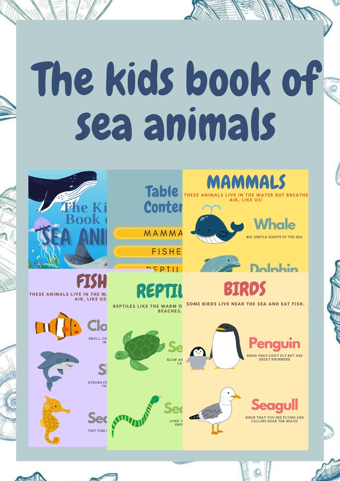 The Kids Book of Sea Animals - Etsy