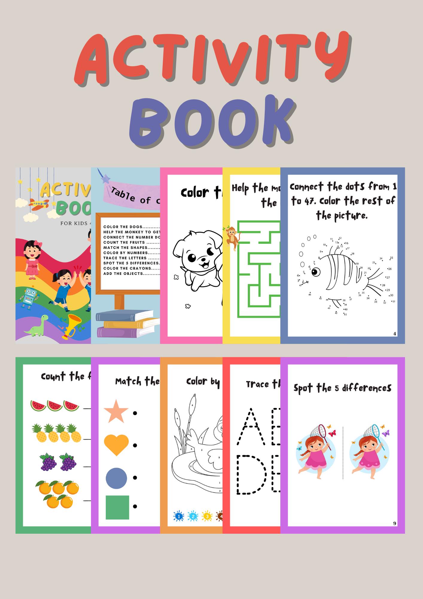 Activity Book for Kids - Etsy
