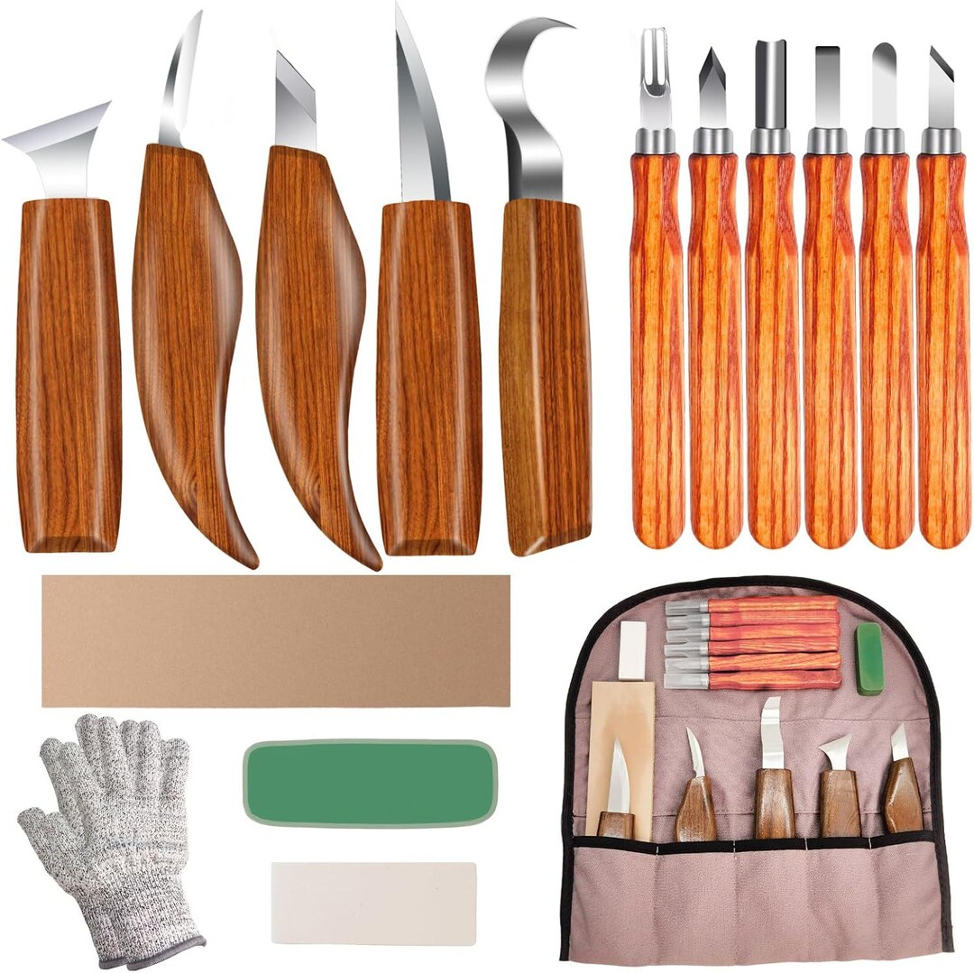 Wood Hand Carving Knife Tool Set, Professional Woodworking Carving Kit ...