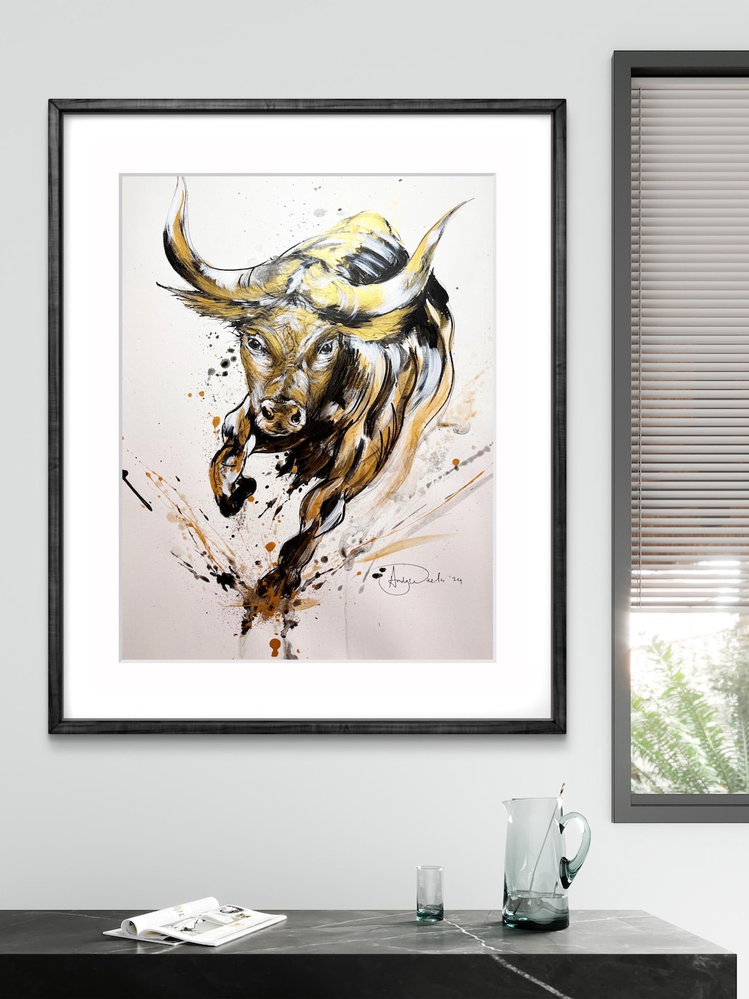 Original Charging Bull Acrylic Painting - Etsy