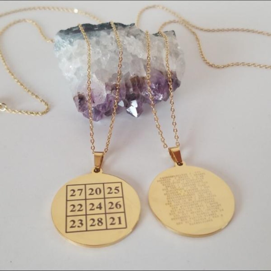 Kubera Yantra Symbol and Number Sequence Steel Necklace - Etsy