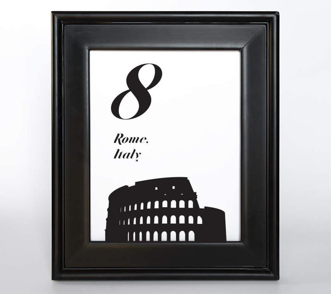 Printable World Landmarks Table Number: Travel Wedding Decor ...