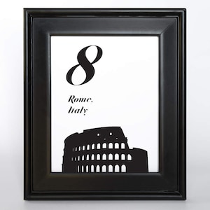 Printable World Landmarks Table Number Wedding Reception Bar Mitzvah ...