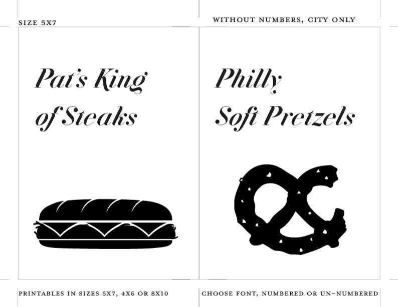 Printable Philadelphia Table Number Reception Wedding Decor | Etsy